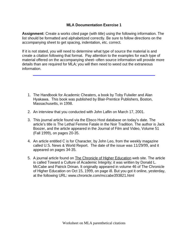 MLA Quiz | PDF | Citation | Publishing