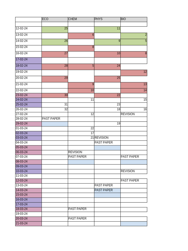 pt2 Timetable | PDF