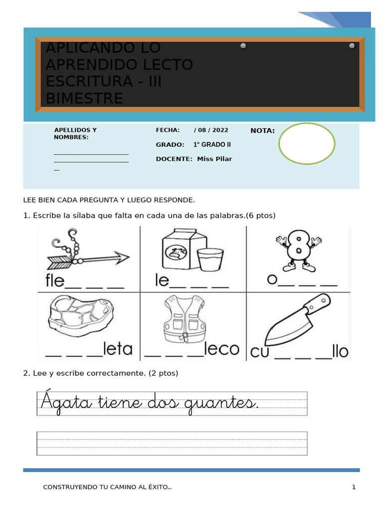 Lectoescritura - Aplicando Lo Aprendido - Reforzameinto Escolar 675859 ...
