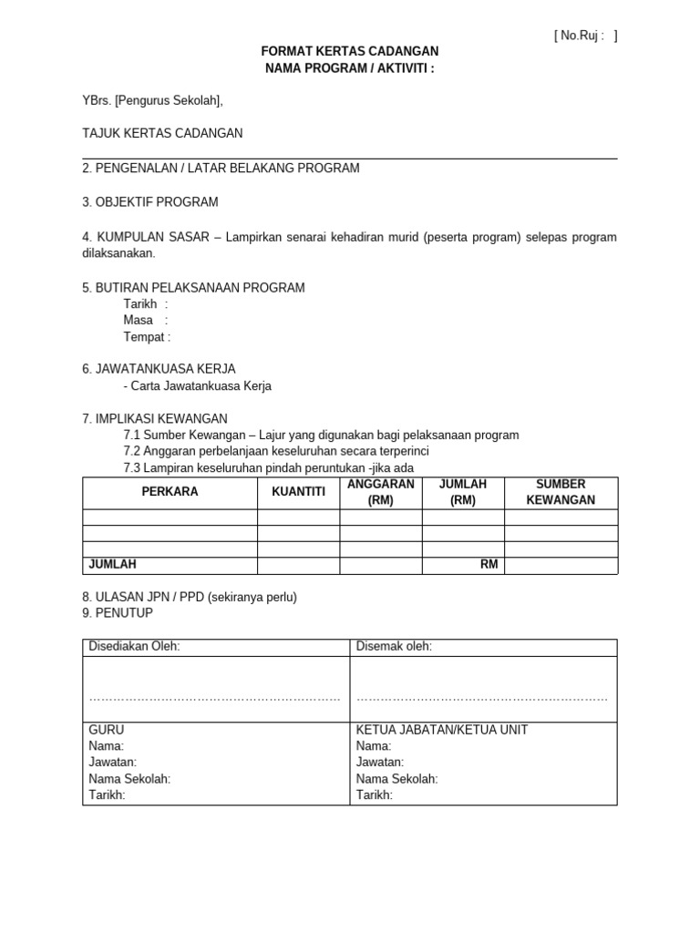 Format Kertas Kerja Baru | PDF