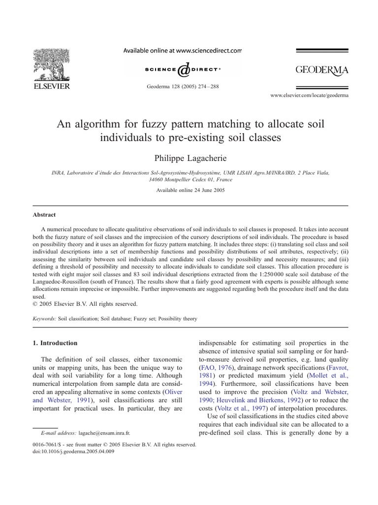 2005-An Algorithm For Fuzzy Pattern Matching To Allocate Soil - Philippe | PDF | Probability ...