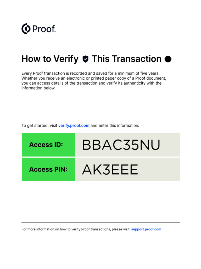 Proof Verification Instructions | PDF