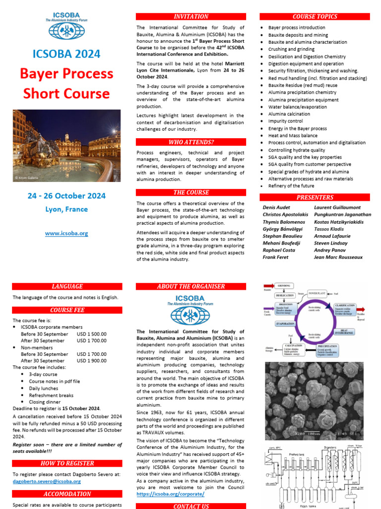 ICSOBA Bayer Process Short Course 2024 Flyer | PDF | Secondary Sector ...