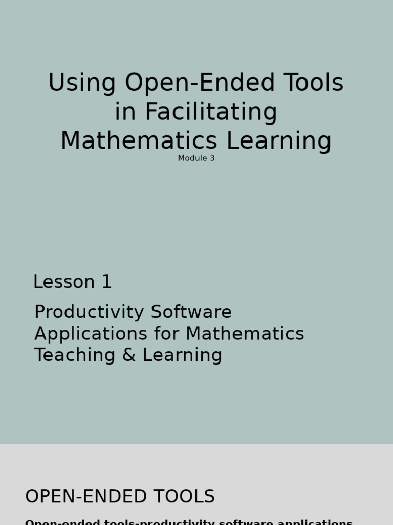 Module 3 Using Open-Ended Tools in Facilitating Mathematics Learning | PDF | Mathematics | Learning