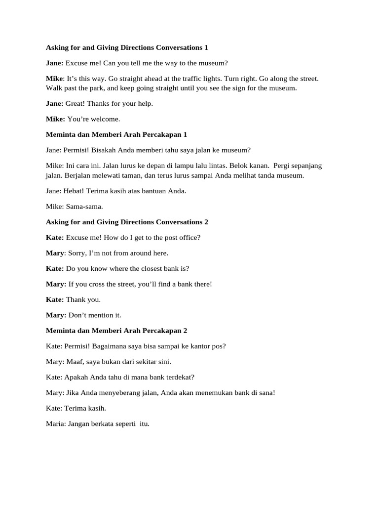 Conversation Asking Direction | PDF