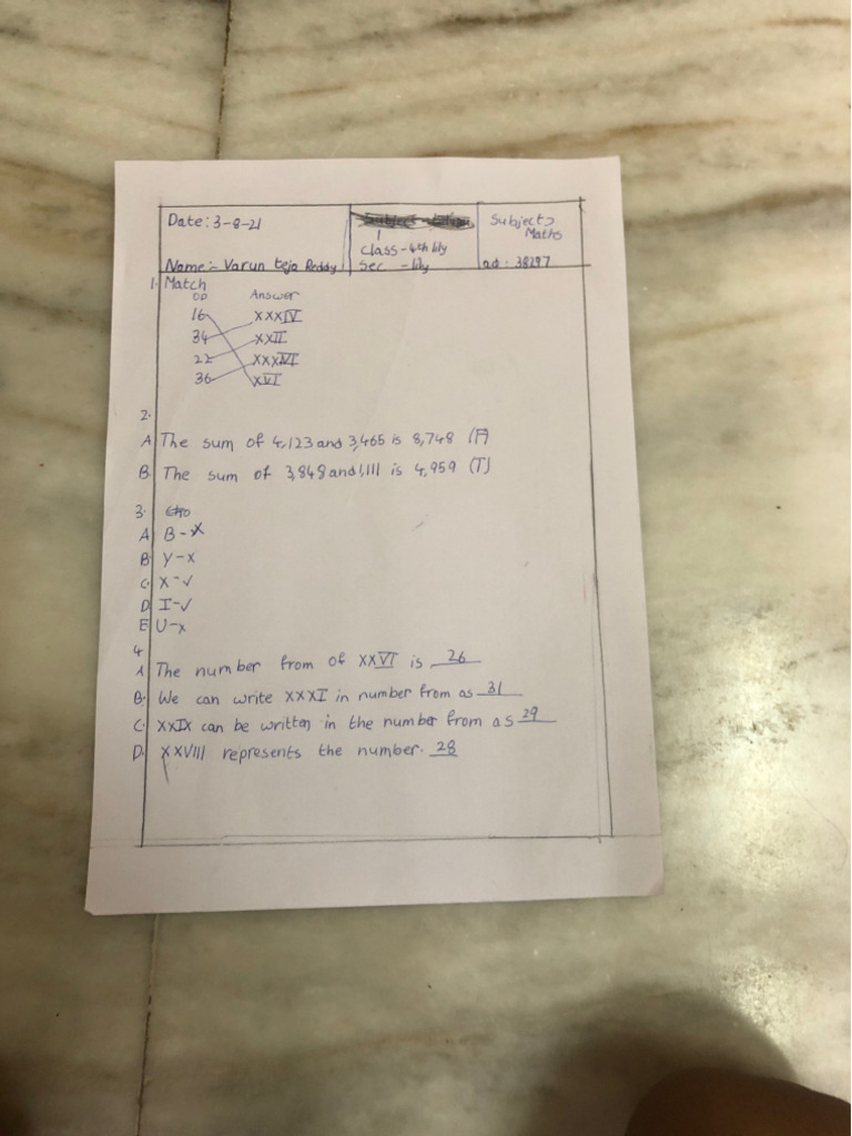 Varun Teja Reddy Maths PA-1 Exam | PDF