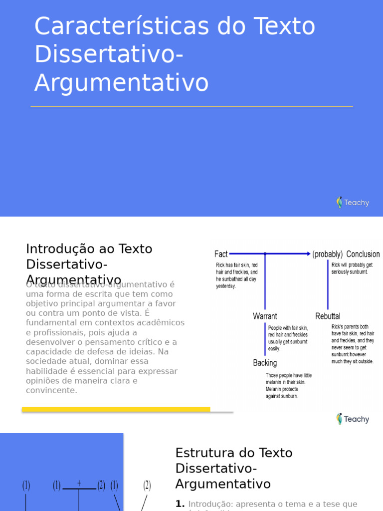 Slide Caracter Sticas Do Texto Dissertativo-Argumentativo | PDF