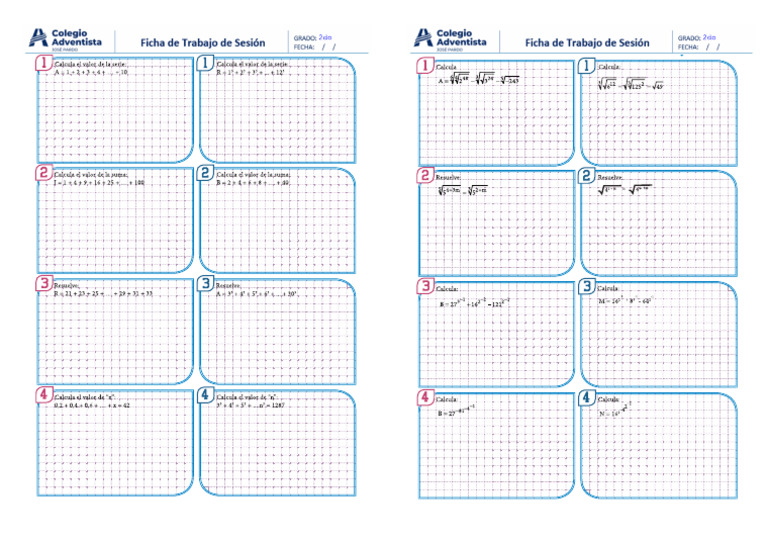 Ficha 2do (Matematica) (154604) | PDF