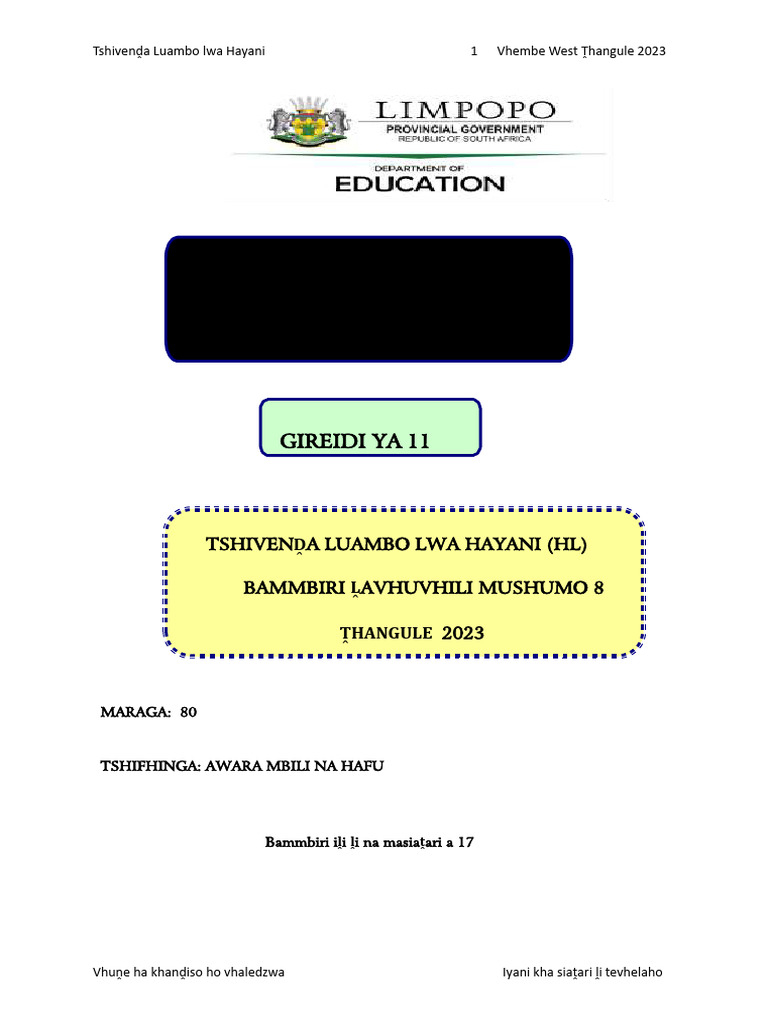 Final Grade 11 Vhurendi Term 3 | PDF | Religion & Spirituality