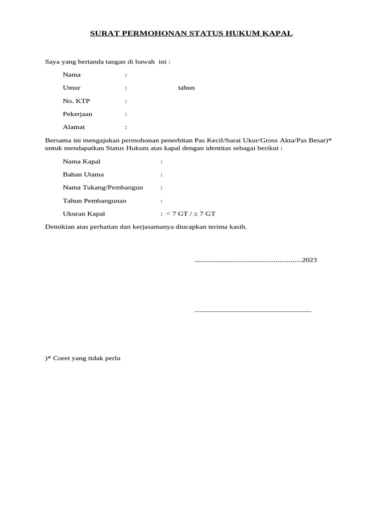 Format Status Hukum Kapal Dan Penandaan Kapal Perikanan | PDF