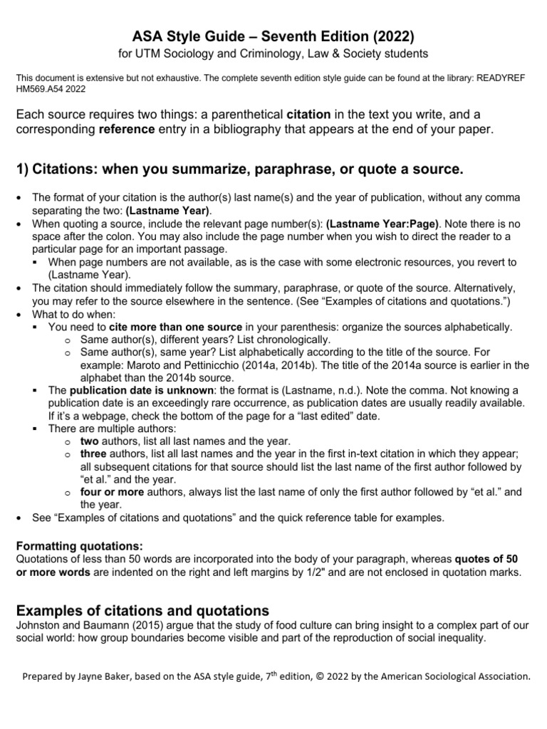 ASA - Style - Guide 7th Ed | PDF | Citation