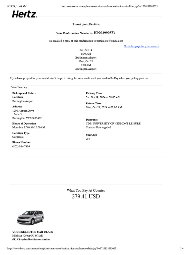 Rentacar Templates Reservation Confirmation Confirmationprint - JSP B ...