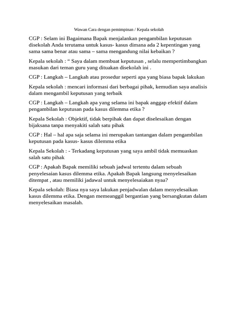 Wawan Cara Dengan Pemimpinan | PDF