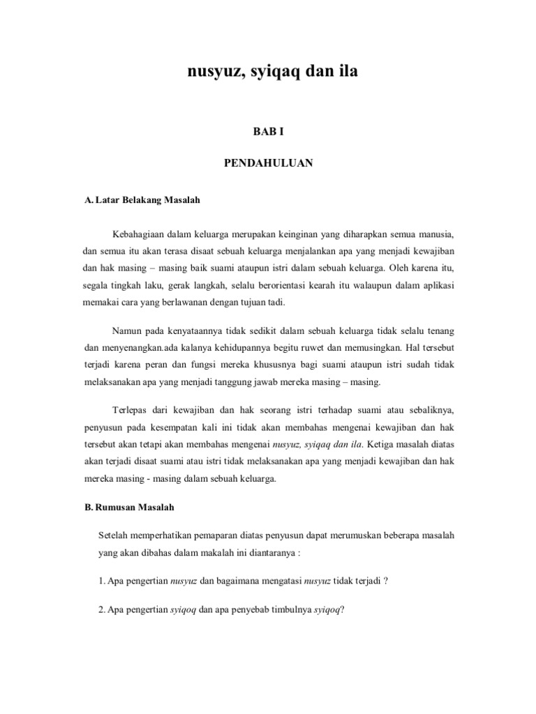 Nusyuz, Syiqaq Dan Ila | PDF
