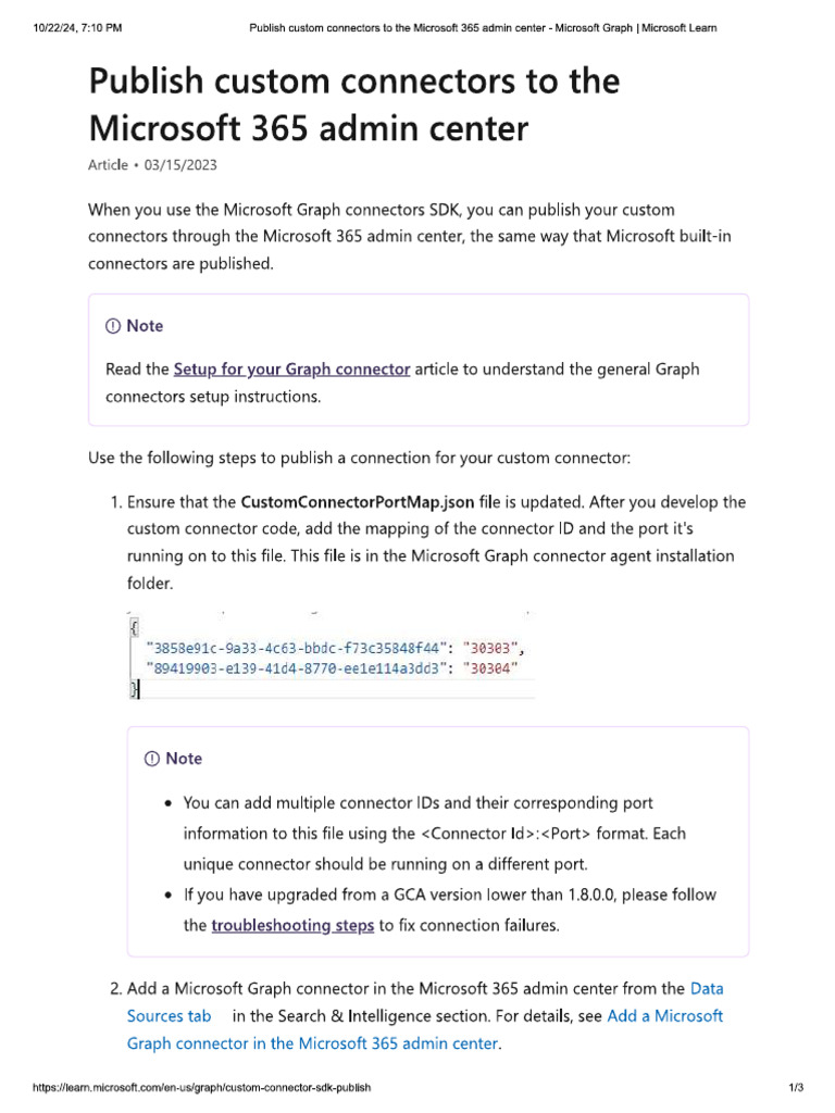 Publish Custom Connectors To The Microsoft 365 Admin Center | PDF