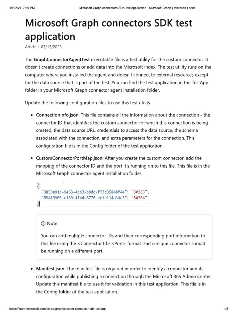 Microsoft Graph Connectors SDK Test Application | PDF