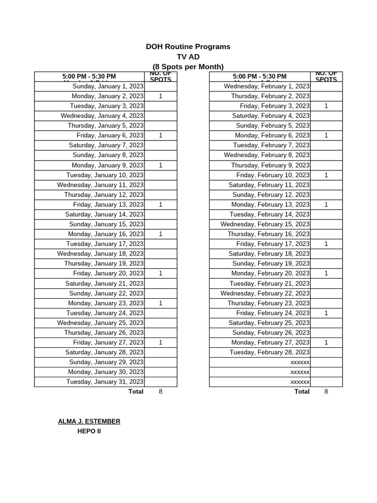 2024 Airing Schedule Radio and TV | PDF