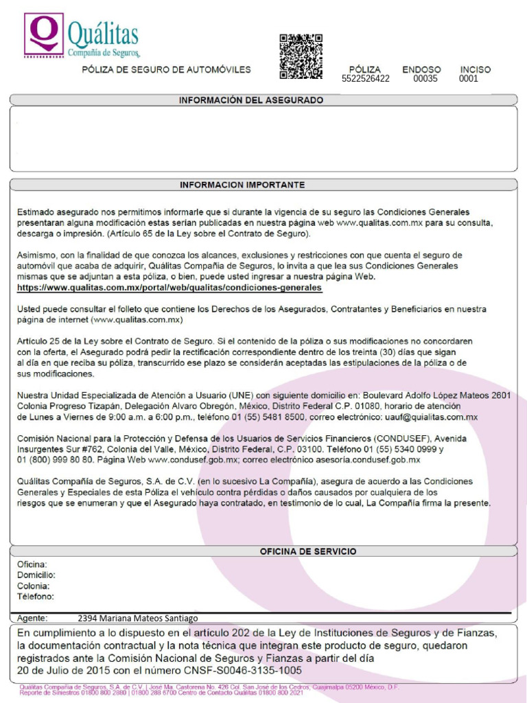 Seguro Qualitas | PDF