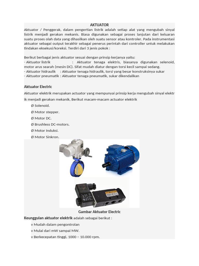 Jenis-Jenis Aktuator dan Fungsinya | PDF