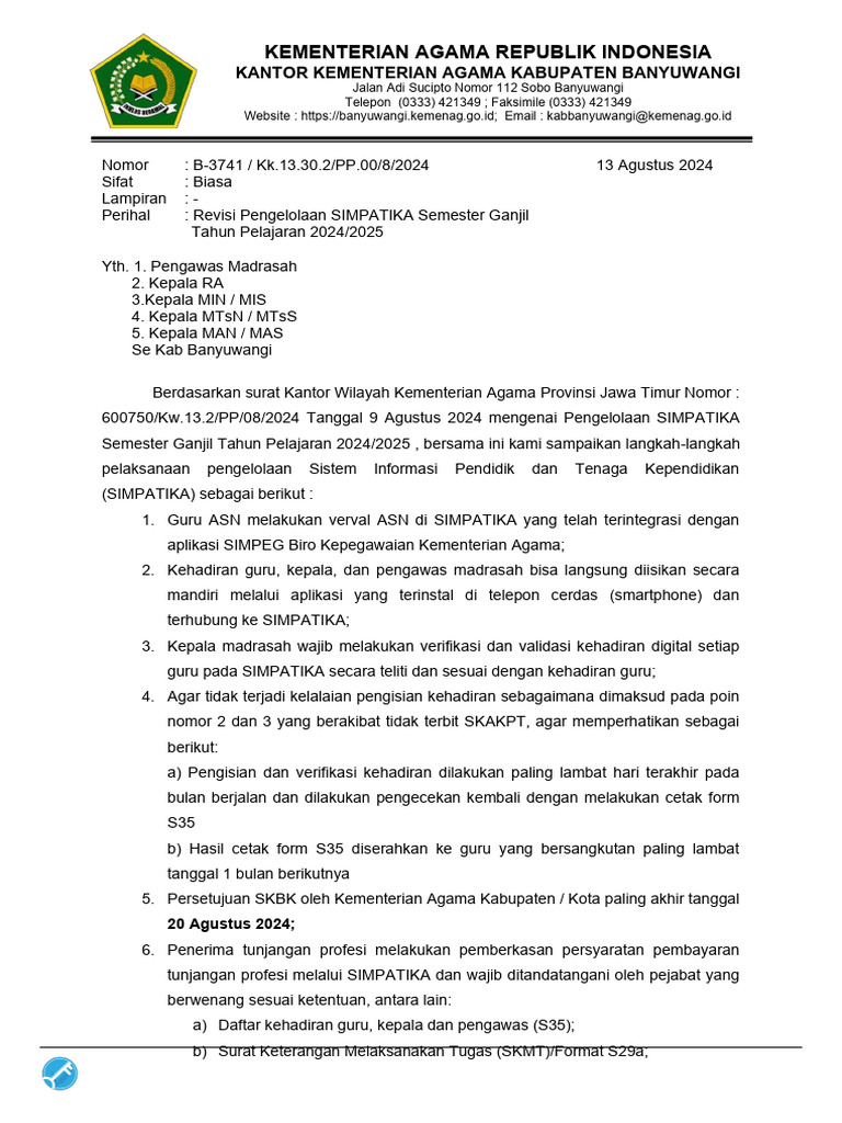Revisi SIMPATIKA Ganjil 2024/2025 | PDF
