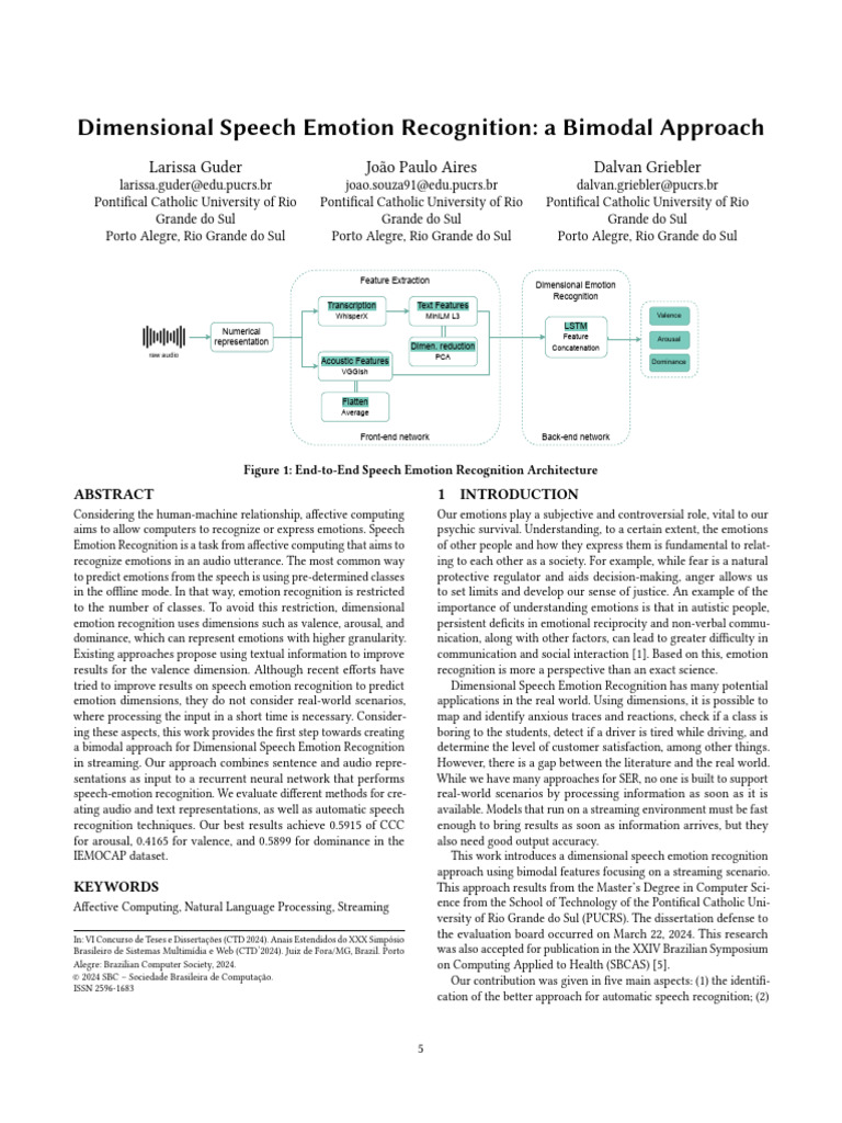 Bimodal Dimensional Speech Emotion Recognition | PDF | Emotions | Information