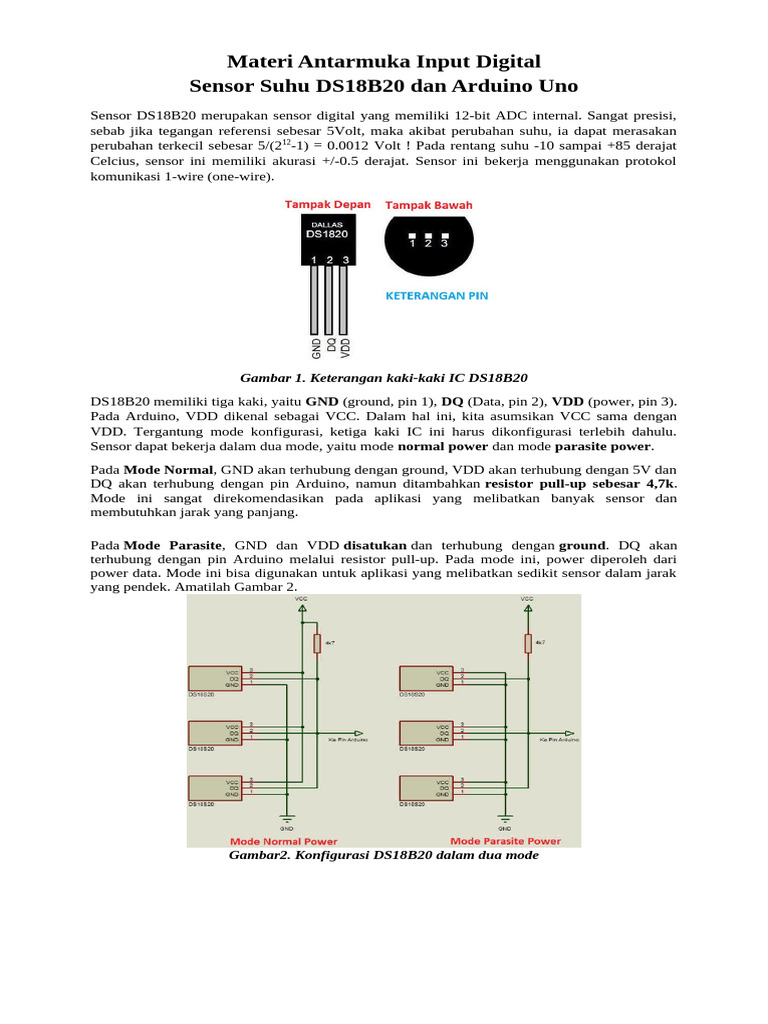 Antarmuka Sensor Suhu DS18B20 Pada Arduino | PDF