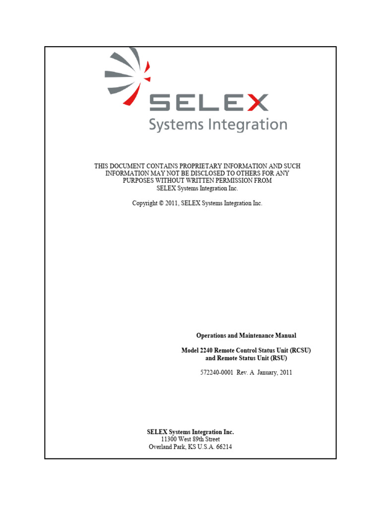 Selex Rcsu | PDF | Legal Liability | Electrostatic Discharge