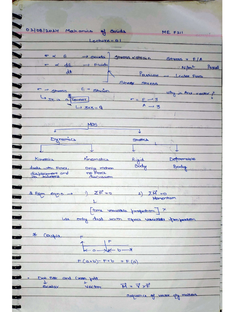 Mechanics of Solid Notes Lec 1-4 | PDF