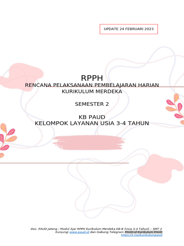Kumer - RPPH KB B - 3&4 Tahun - Smt2 | PDF
