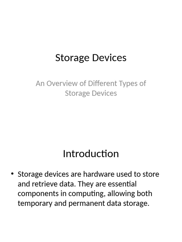 Storage Devices Presentation | PDF | Computers