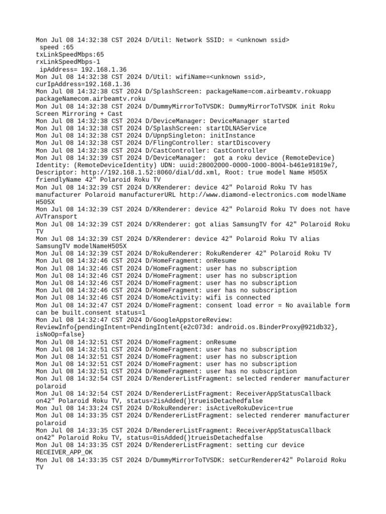 ourlog_9745 | PDF | Roku | Digital Technology