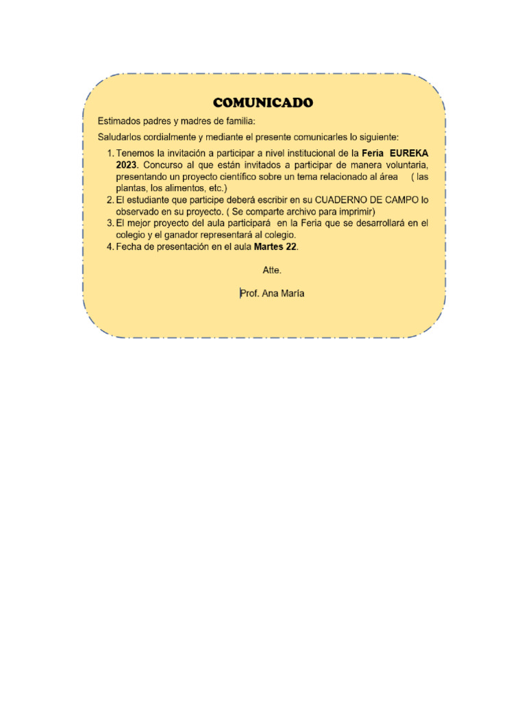 Comunicado Feria | PDF