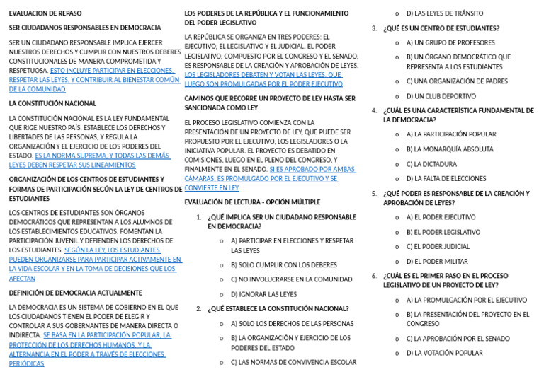 Repaso Evaluacion Ccd | PDF | Democracia | Ideologías políticas