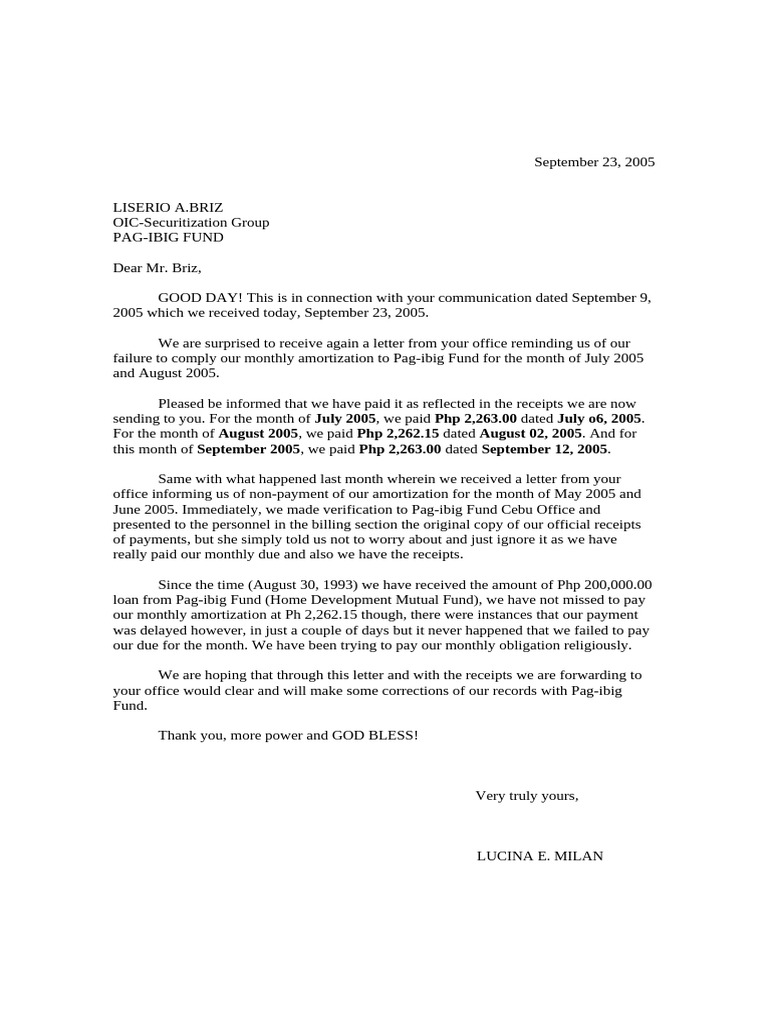 Pag-Ibig Fund Letter | PDF