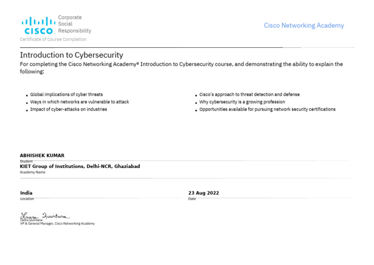Abhishek Cyber Security Certificate | PDF
