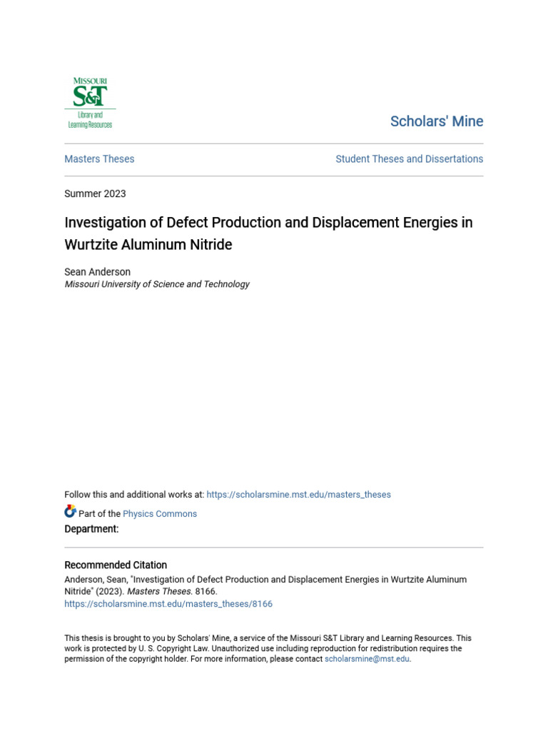 Investigation of Defect Production and Displacement Energies in W | PDF ...