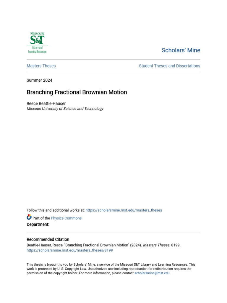 Branching Fractional Brownian Motion | PDF | Brownian Motion | Axon