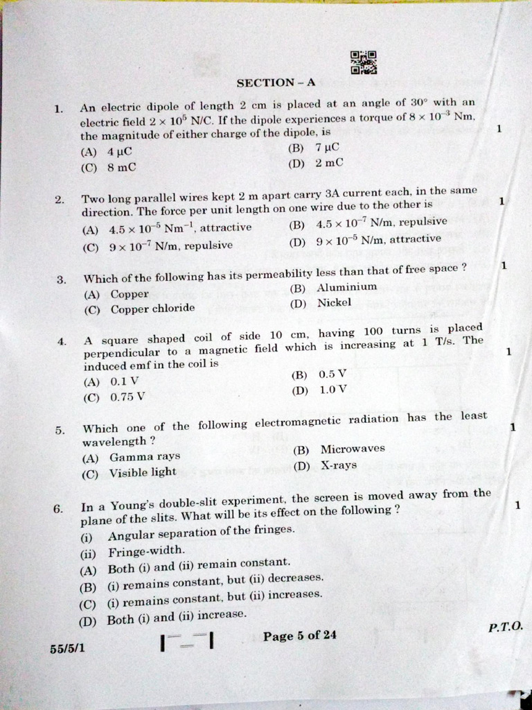 Physics_set-1 (2023) | PDF | Capacitor | Electron