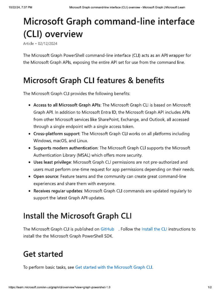 Microsoft Graph Command-Line Interface (CLI) Overview | PDF