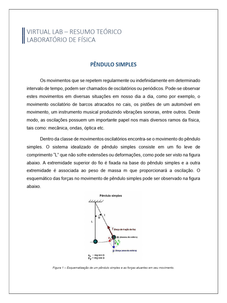 Arquivo PÊNDULO SIMPLES | PDF | Pêndulo | Oscilação