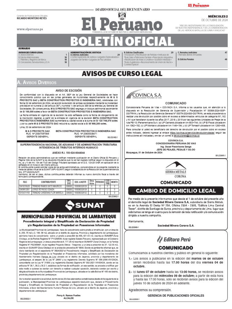 Bo 20241002 | PDF | Alcantarillado | Tratamiento de aguas residuales