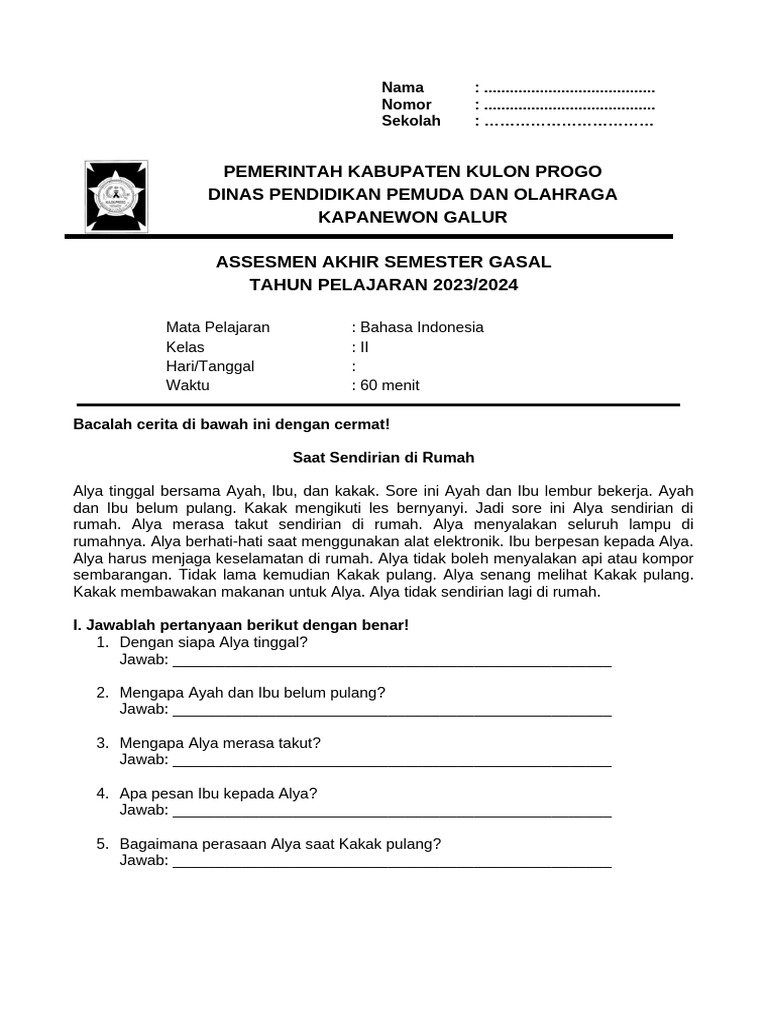 Soal Sas Bindo Edit | PDF