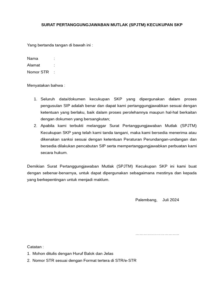 Surat Pertanggungjawaban Mutlak | PDF | Hukum