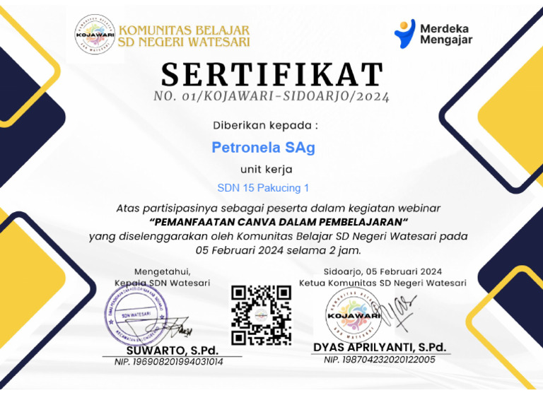 SERTIFIKAT Petronela SAg | PDF