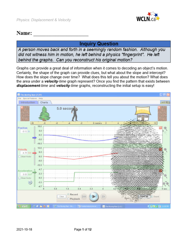 Name: - : Inquiry Question | PDF | Velocity | Acceleration