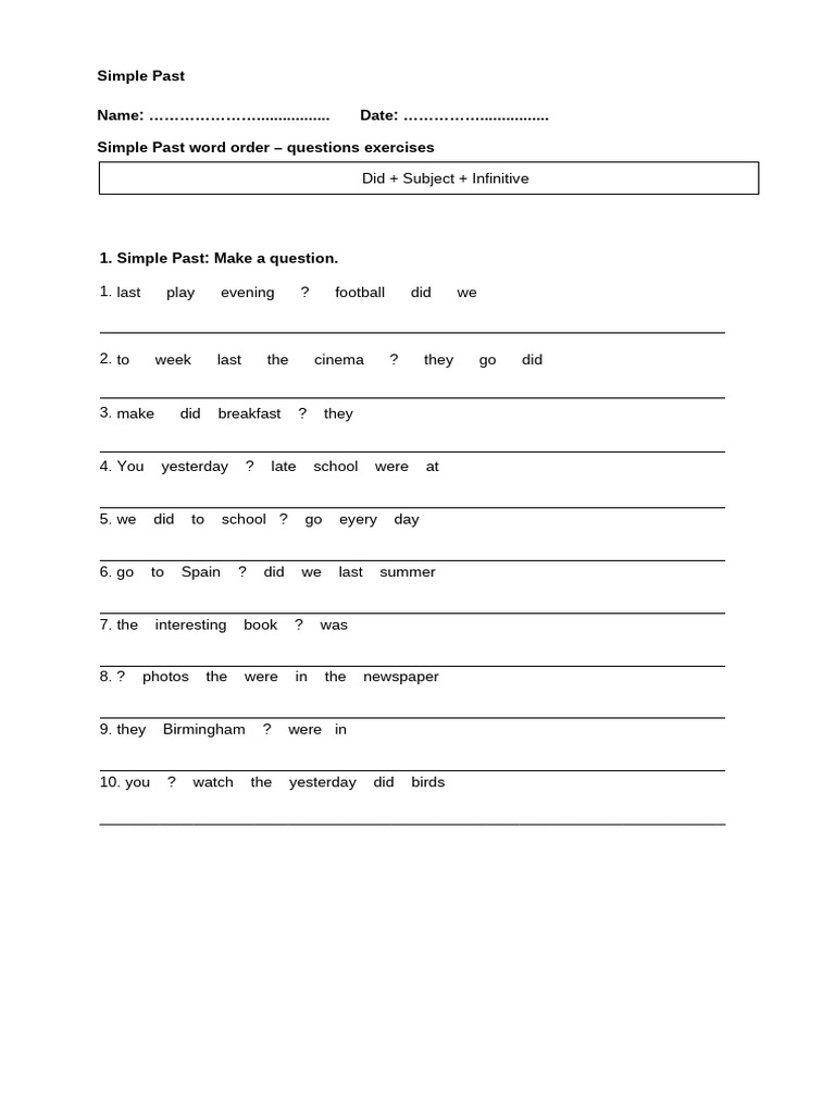 Simple past - activity 1 | PDF | Linguistic Typology | Language Mechanics