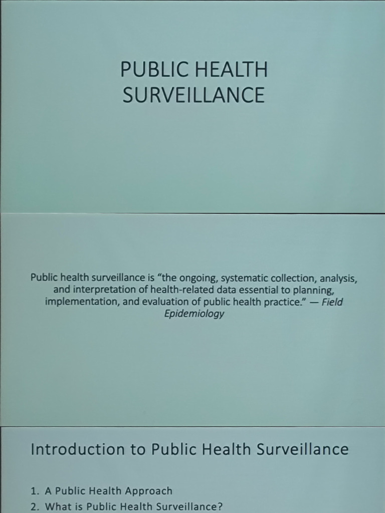 Public Surveillance, Information System and Public Health Demography | PDF