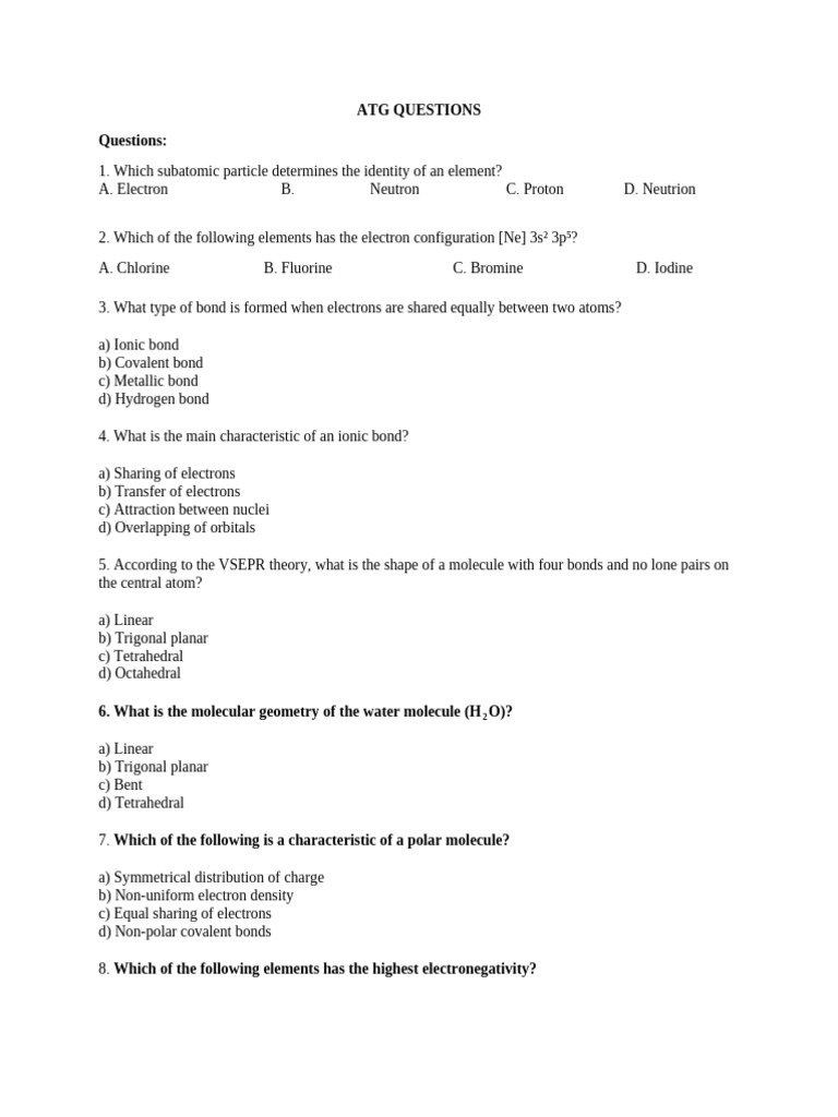 Atg Questions | PDF | Teaching Methods & Materials | Science & Mathematics
