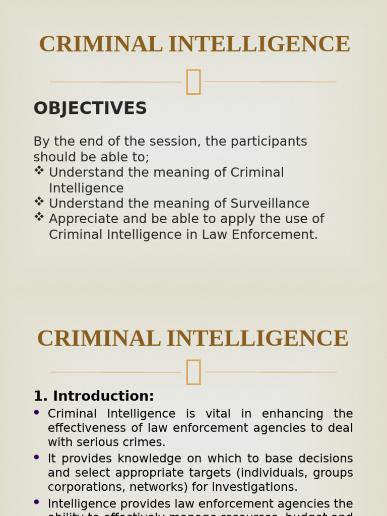 Understanding Criminal Intelligence & Surveillance | PDF | Surveillance ...