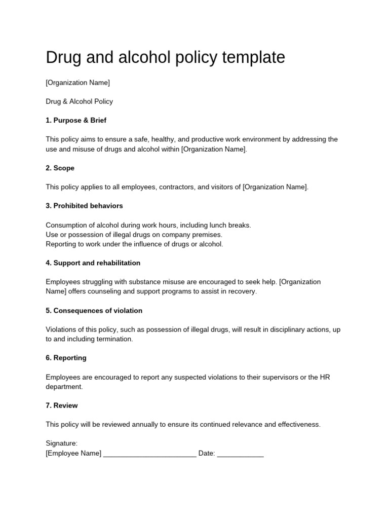 Drug and Alcohol Policy Template 1 | PDF | Career & Growth